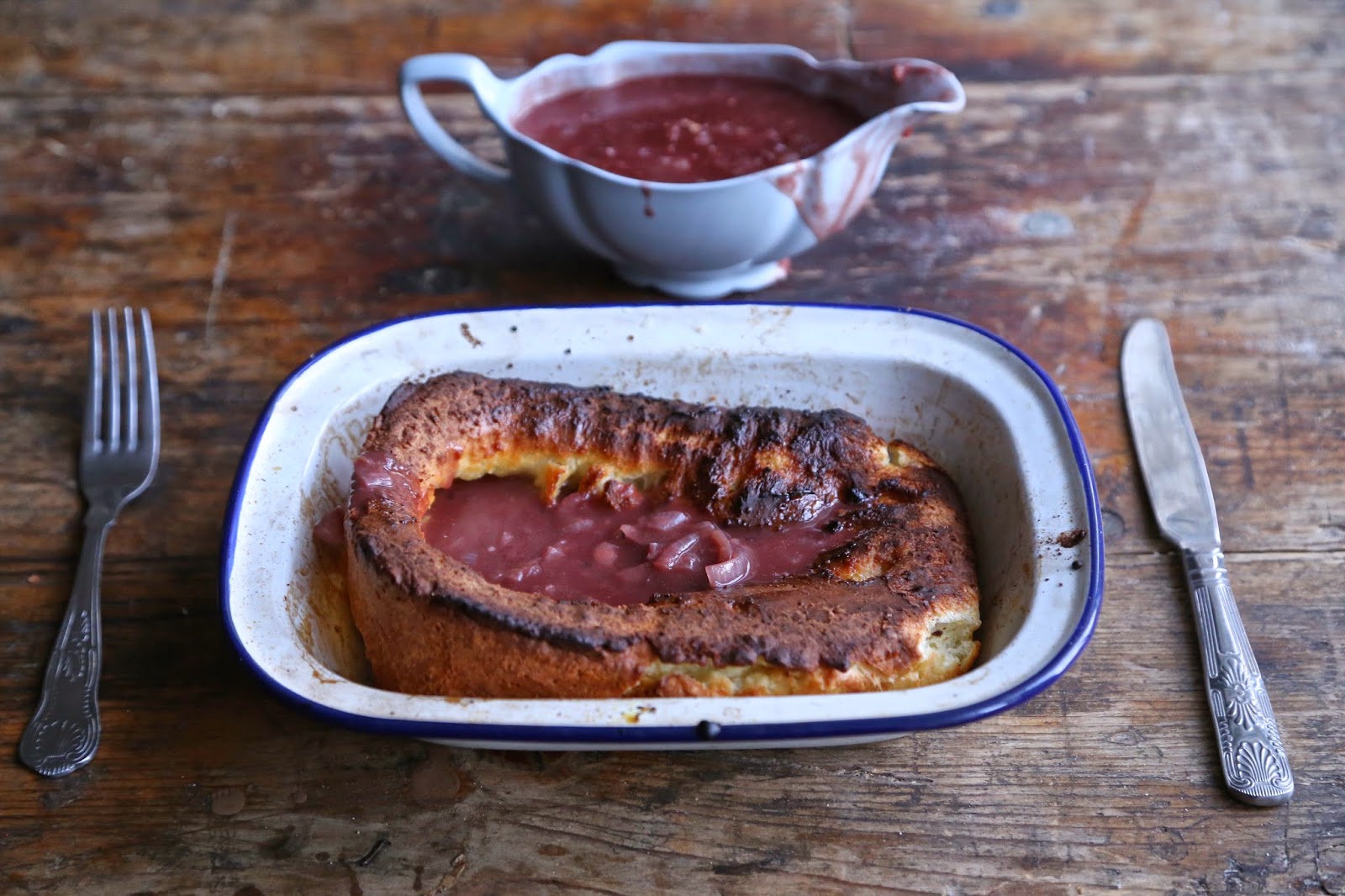 Giant Yorkshire pudding in truffle oil recipe with red wine and shallot ...